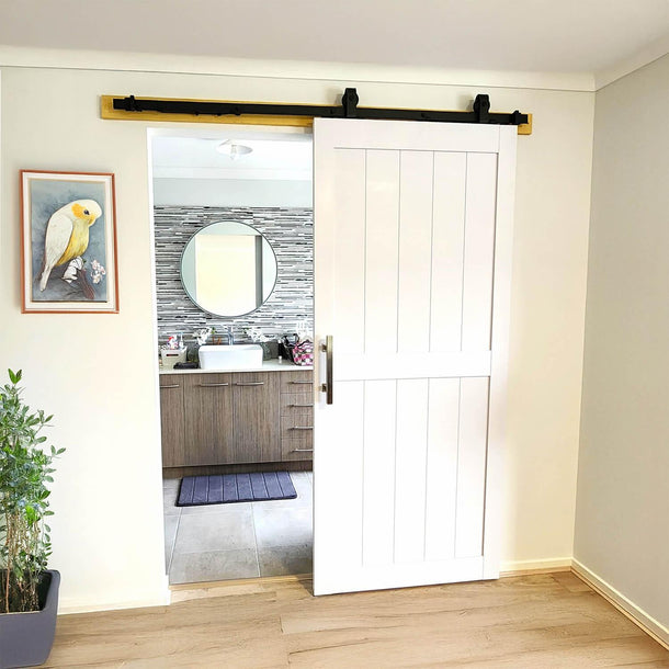 Bright White Barn Doors-Middle bar -Barn Door Outlet – BarnDoorOutlet